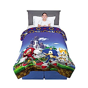 Franco Kids Bedding Super Soft Microfiber Reversible Comforter, Twin/Full, Sonic The Hedgehog, Anime