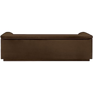 Meridian Furniture 192Brown-S Cascade Collection Modern | Contemporary Velvet Upholstered Sofa with Soft Brown Velvet Fabric, Deep Channel Tufting, Curved Arms, 94" W x 34" D x 28" H, Brown