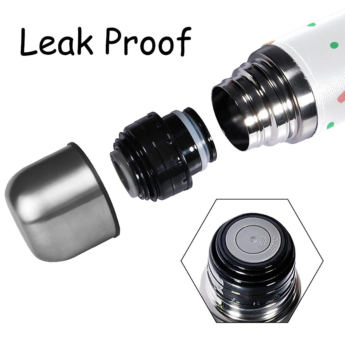 Stainless Steel Leather Vacuum Insulated Mug Summer Watermelon Ice Cream Thermos Water Bottle for Hot and Cold Drinks Kids Adults 16 Oz