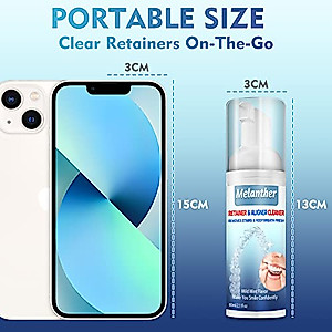 Melanther Retainer Cleaner with Toothbrush - Braces/Aligner Cleaner Whitening Foam for ClearCorrect, Essix, Vivera & Hawley Trays/Aligners, Denture Cleaner & Fights Bad Breath (60 ml)