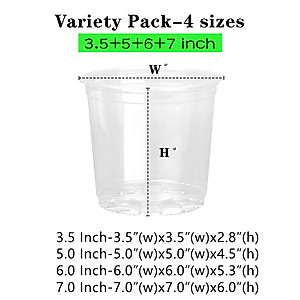 OUPSAUI 36 Pack 7/6/5/3.5 Inch Clear Nursery Pots Variety Pack, Clear Plastic Nursery Pot for Plants, Durable Seed Starting Pot with Drainage Holes, Flexible Transparent Pot for Succulents