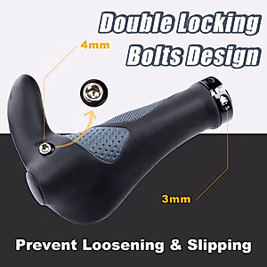 CyclingDeal Mountain Bike Bicycle Handlebar Grips - with Specialized Ergonomic & Anti-Slip Design for MTB & Hybrid Bikes - 1 Pair of Soft Gel Grips - Grips with Bar Ends