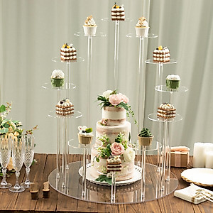 TABLECLOTHSFACTORY 29" Tall 12-Arm Tiered Clear Acrylic Dessert Display Stand, Multi-Layer Round Tray Cupcake Serving Rack