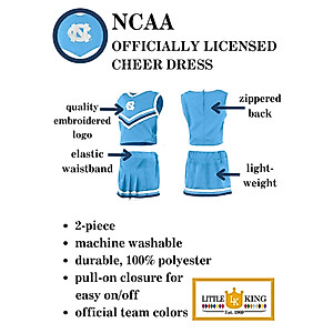 Little King NCAA Toddler/Youth Girls Team 2 Piece Cheer Dress-North Carolina Tar Heels-3T