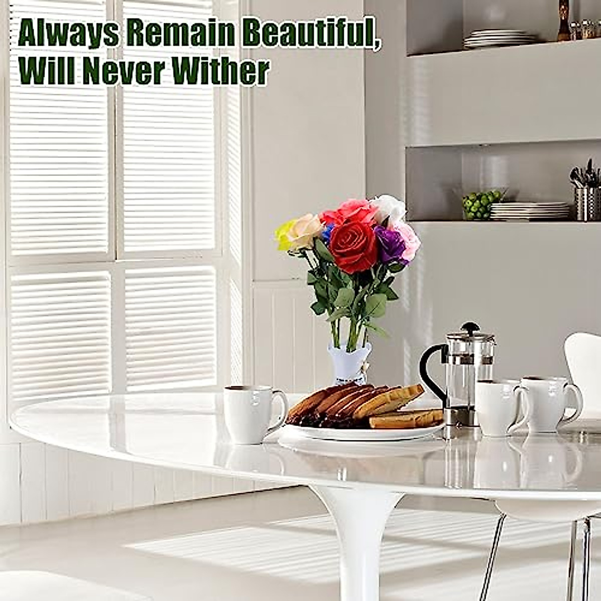 RETON 10 Pcs Artificial Silk Rose Flower, Realistic Roses Fake Flowers for DIY Wedding Bouquets Centerpieces Party Garden Home Floral Arrangement Decoration - 50cm (Multicolor)