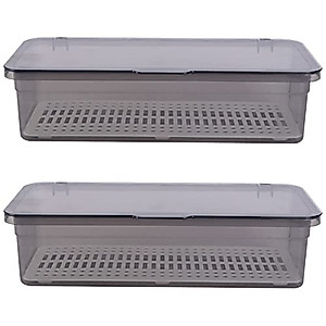 Cabilock 2pcs Flatware Tray with Lid, Kitchen Cutlery Tray and Utensil Drawer Organizer, Silverware Countertop Storage Container with Cover (Black)