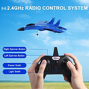 LUCKJOY RC Plane, RC Airplanes, 2.4GHz 2CH Remote Control Airplanes with Automatic Balance System, ZY-530PRO RC Glider for Beginner Adult Kids, Easy to Fly EPP Foam RC Aircraft Fighter with LED Light