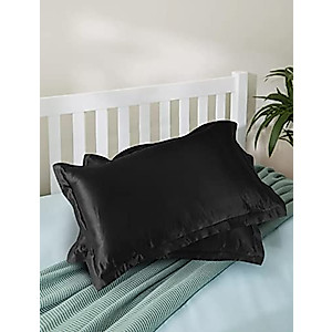 HOMIDATE Set of 2 Queen Pillowcase in Polyester – 20" x 30" in Black with Satin Feel - Luxury Soft and Breathable – Ideal for Bedding and Room Décor