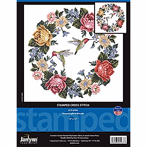Janlynn Hummingbird Wreath Stamped Cross Stitch Kit
