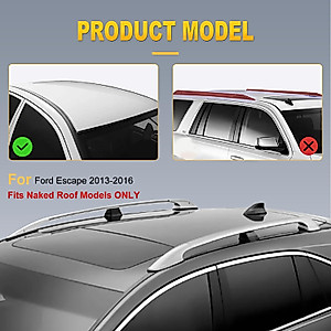 OCPTY Roof Rack Side Rails Fit for Ford Escape 2013 2014 2015 2016 Cargo Bars for Cargo Carrier Bag Luggage Kayak Canoe Bike Snowboard Skiboard