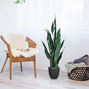 Goplus Fake Snake Plant, 2 Pack 36" Tall Artificial Potted Floor Plant, Large Faux Sansevieria Plant with 6'' Pot and 20pcs Leaves for Living Room House Modern Office Indoor Decor