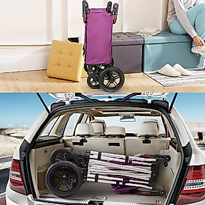 Unichart Push Wagon Stroller 2 Passenger Flodable Baby Stroller with Adjustable Handle Bars, Rain Cover, Carrying Bags & Basket, Double Seats with 5-Point Harness(Large, Purple)