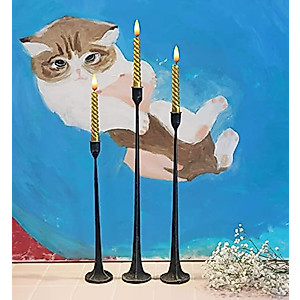 Iron Taper Candle Holder - Decorative Candle Stand - Candlestick Holder for Wedding, Dinning, Party, Set 3