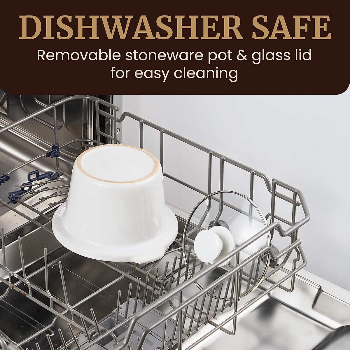 Elite Gourmet MST-250XW Electric Slow Cooker Ceramic Pot Adjustable Temp, Entrees, Sauces, Stews & Dips, Dishwasher Safe Glass Lid & Crock