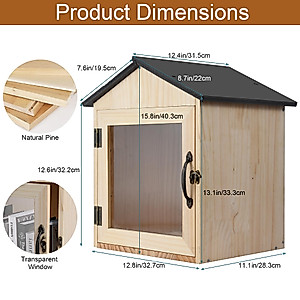 qeqanazo little library box outdoor for DIY，Waterproof and Paint-Free Wood is Used，This little library Promotes a Love of Reading and is a Great Piece of Art!
