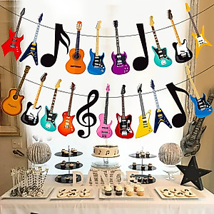 Guitar Banner Music Guitar Party Banners Guitar Birthday Party Decorations 2Pcs Music Party Banners for Rock Guitar Baby Shower Supplies