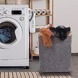 HEDAQI Laundry Basket Hamper with Lid Collapsible 72L Large Laundry Hamper with Lid and Removable Bag Liner, Waterproof Hamper Storage Basket for Laundry, Bedrooms, Bathroom (Grey)