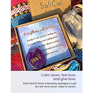 SOLICIEL Amethyst Crystal Pocket Hug, Get Well Gifts for Best Friends Thinking of You Long Distance Gifts Just Because Gift for Women Men Christmas Stocking Stuffers
