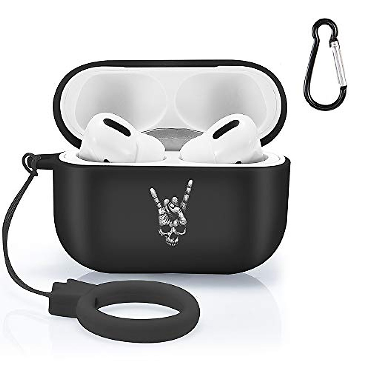 LuGeKe Case for Airpods Pro with Keychain,Cool Skull Patterned Case with Protective Soft TPU,Shockproof Cover for Girls Boys Kids Women Men (Novel Skull,Support Wireless Charge)