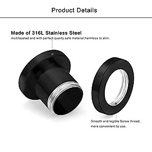 Lcolyoli Screw Fit Ear Gauges Kit Surgical Steel Tunnel Expander Earrings Earlobe Plugs Stretching Body Piercing Jewelry Set for Women Men 14G 12G 8G 6G 4G 2G 0G 00G 8 Pairs Black