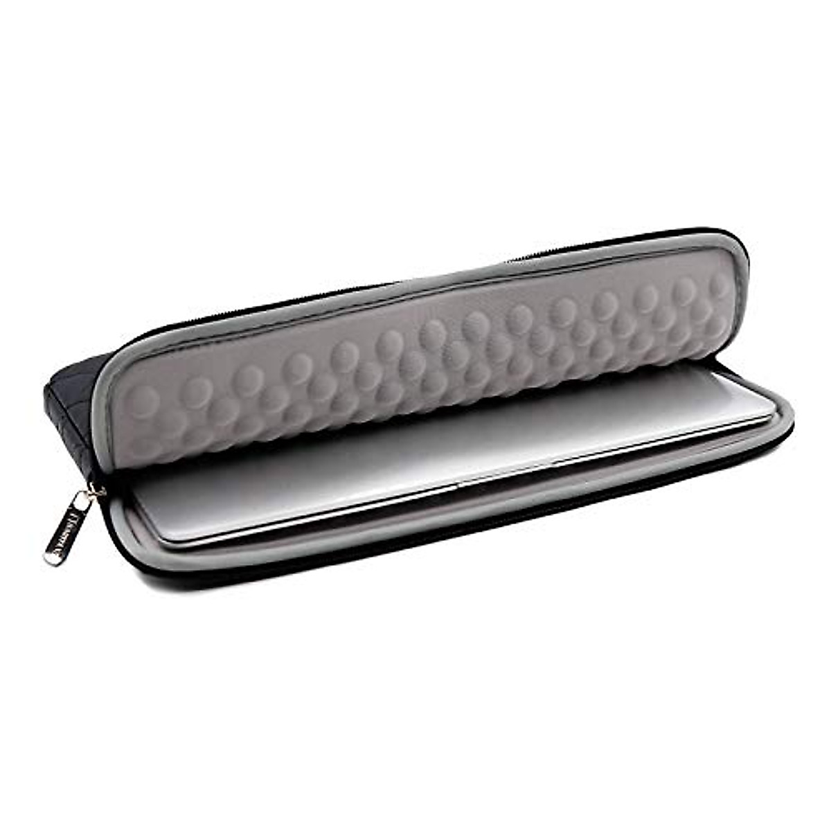 RAINYEAR 16 Inch Laptop Sleeve Diamond PU Leather Case Protective Shockproof Water Resistant Zipper Cover Carrying Bag Compatible with 16" MacBook Pro 2021 2022 New Model A2141 A2485 M1(Black)