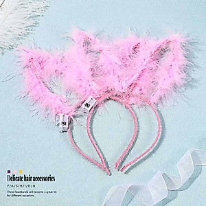 Werhonton Light Up Headbands LED Bunny Ears Headband Easter Christmas Halloween Hair Accessories for Women and Girls(2Pcs) (Pink/Pink)