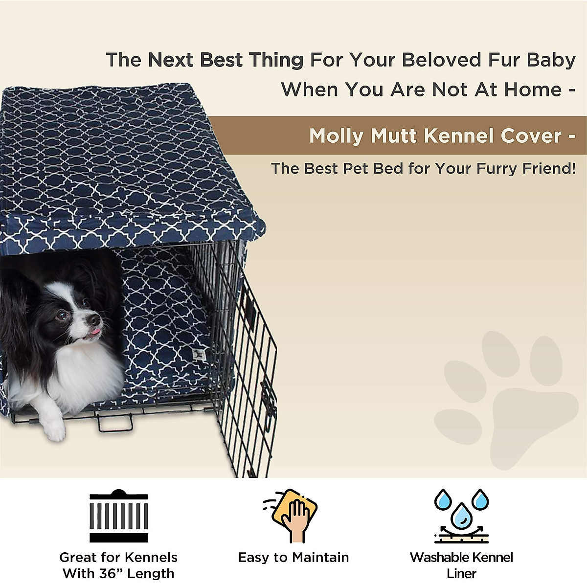 Molly Mutt Dog Crate Cover, Kennel Cover, Romeo And Juliet, 36-Inch Crate