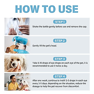Atrilly Dog Eyé Drops, Dog Eyé Infection Treatment, Eyé Drops for Dogs & Cats to Clean Tear Streaks, Remove Eye Stains & Relieve Symptoms of Red Eye, Dryness Eye, Allergy, 10ml*2, Blue