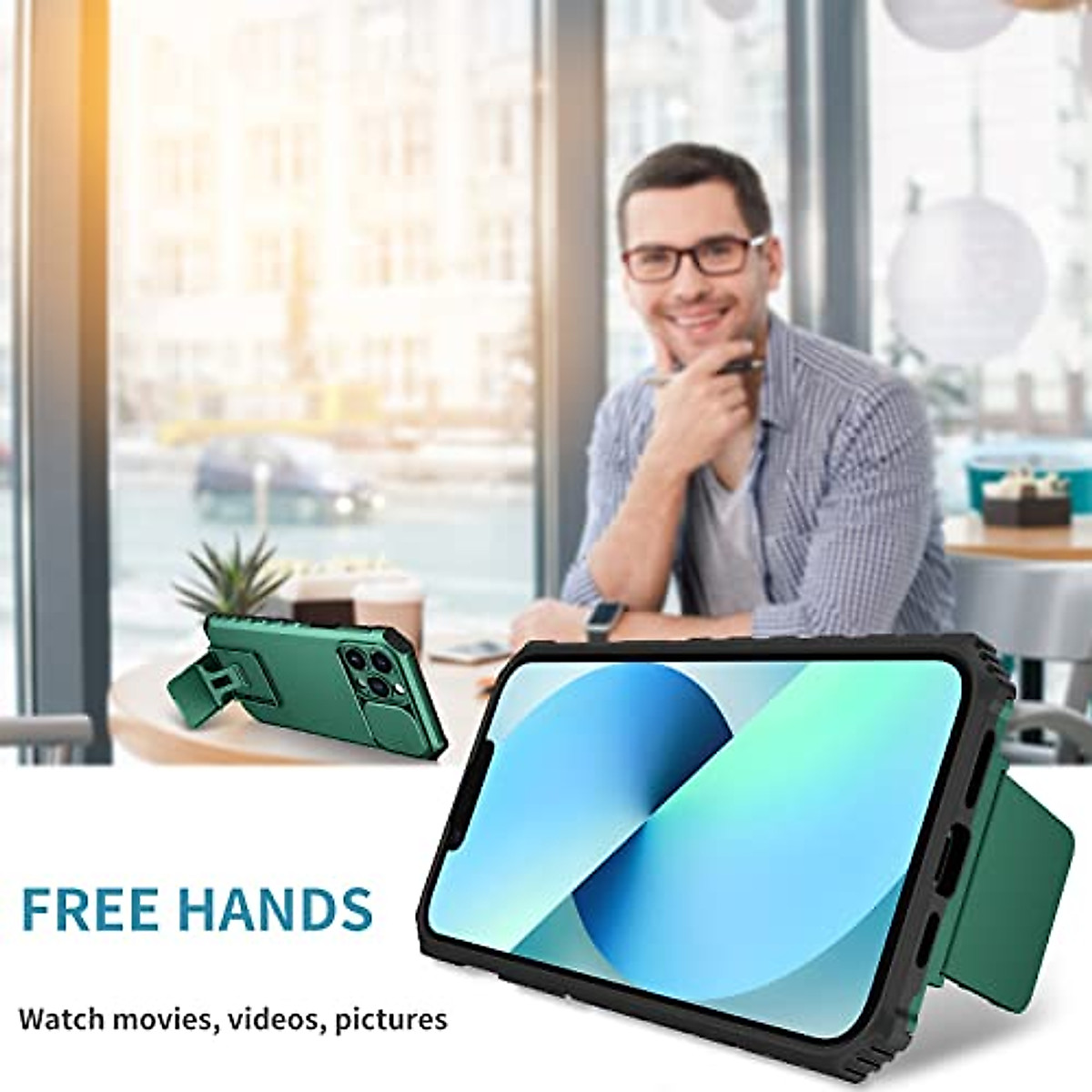 Ultra Slim Case Silicone Kickstand Case Compatible for infinix Smart 5,[3 Stand Ways] Vertical and Horizontal Stand Case,Full Body Hard Slim Protective Phone Case Phone Back Cover