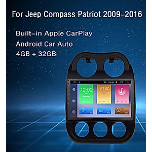 Car Stereo Radio for Jeep Patriot Compass 2010-2016 Built-in Wireless Carplay FM Bluetooth WiFi SWC Mirror Link GPS 4G RAM 32 GROM