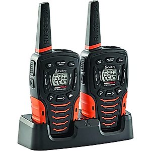 Cobra ACXT645 Waterproof Walkie Talkies for Adults - Rechargeable, 22 Channels, Long Range 35-Mile Two-Way Radio Set (2-Pack), Black and Orange