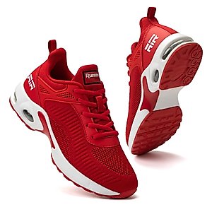 Akk Women's Sneakers - Air Athletic Running Shoes, Non Slip Mesh Fashion Sneakers, Breathable Gym Work Tennis Shoes, Red, Size 6.5