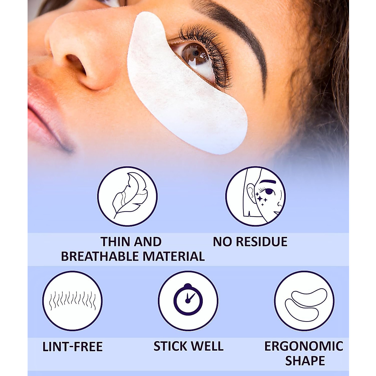 100 Pairs Set Premium Under Eye Gel Pads for Eyelash Extension - Lint Free Patches with Vitamin C and Aloe Vera by Stacy Lash supplies and Beauty tools - Hydrogel Eye Pads - Skin Moisturizes