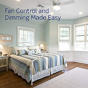 Leviton 66DF-10W SureSlide Dual Quiet Light Control for 150W LED, 300W Incandescent/Halogen, 1.5 Amp Fan, 120V, White