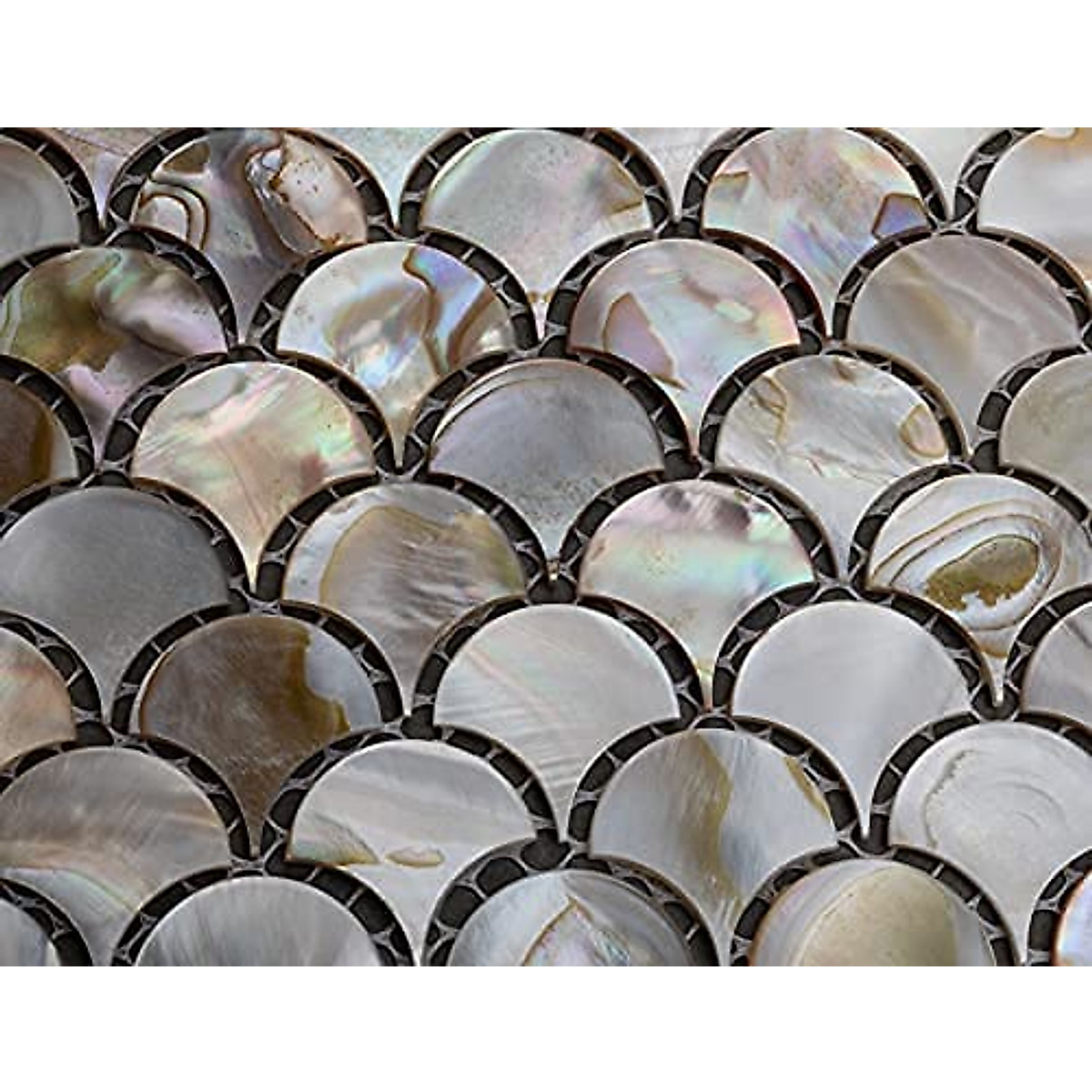 NC Mother of Pearl Tile Light Colorful Fan Scale Shell Mosaic Tile for Kitchen Backsplashes Bathroom Tiles