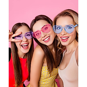 Frienda 20 Pairs Heart Shaped Sunglasses Rimless Candy Color Glasses for Women Men Party Favor(Elegant Colors)