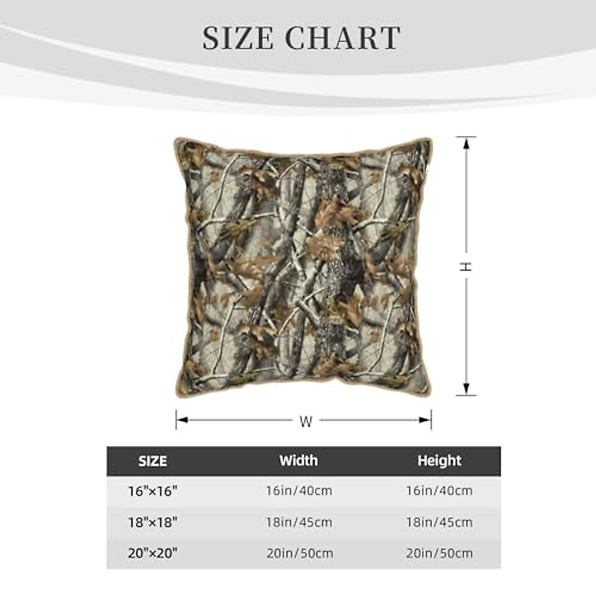 Augenstern Zippered Pillow Protectors Cover Case Mossy-Tree-Camo-Leaf Decorative Throw Pillow Cover Square Cushion Case 16"X16"