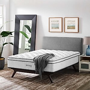 Modway Jenna 14” Innerspring and Memory Foam King Mattress With Individually Encased Coils, White