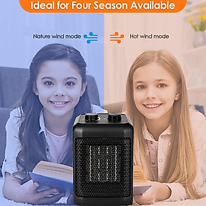 BEYOND BREEZE Space Heater, 1500-Watt Ceramic Portable Electric Heater, Small Heater with Tip-Over Switch, Overheat Protection, Adjustable Thermostat, Quiet and Safe for Indoor Use Office Bedroom