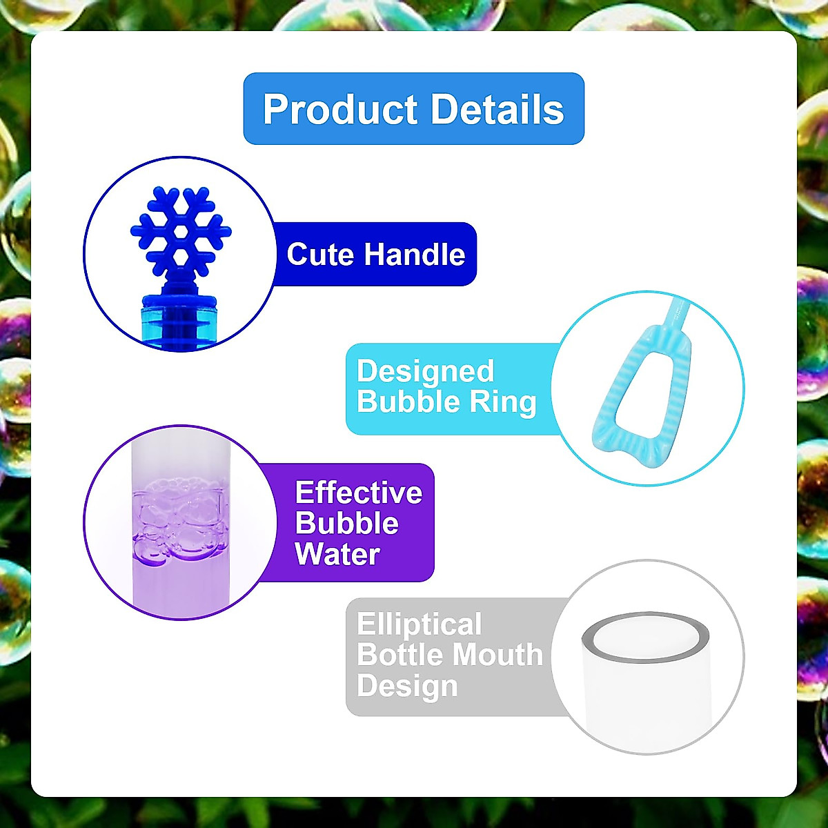 48 Pack Bubbles for Kids Party Favors - 4 Colors Mini Snowflake Bubble Wand Bulk with Bubbles Refill Solution Toys for Christmas Winter Easter Basket Goodie Bag Stuffers Birthday Gifts Supplies