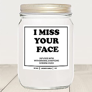 YouNique Designs Scented Candles - Soy Candles Thinking of You Gifts for Women & Men, I Miss Your Face Candle, Long Distance Relationship Gifts 8 Ounce Lavender Candles for Women (Lavender & Vanilla)