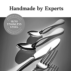 Artaste 56426 Rain 18/10 Stainless Steel Table LARGE SERVING Spoons and Forks Set, of 6 in Each, Silver