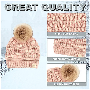 Funky Junque Kids Pom Beanie - Indi Pink (Faux Fur pom)