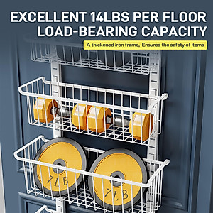 8-Tier Over The Door Pantry Organizer, Pantry Organization and Storage, Deep Baskets Hanging Heavy-Duty Metal, Spice Rack Seasoning Shelves, Home & Kitchen, Laundry Room Bathroom Organization (White)