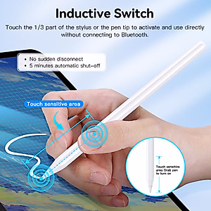 Hastraith Wireless Charging Stylus Pen for iPad, Smart iPad Pencil 2nd Generation with Palm Rejection Tilt Function for Apple iPad Pro 12.9 Inch 3/4/5/6, Pro 11 Inch 1/2/3/4, Air 4/5, Mini 6th Gen