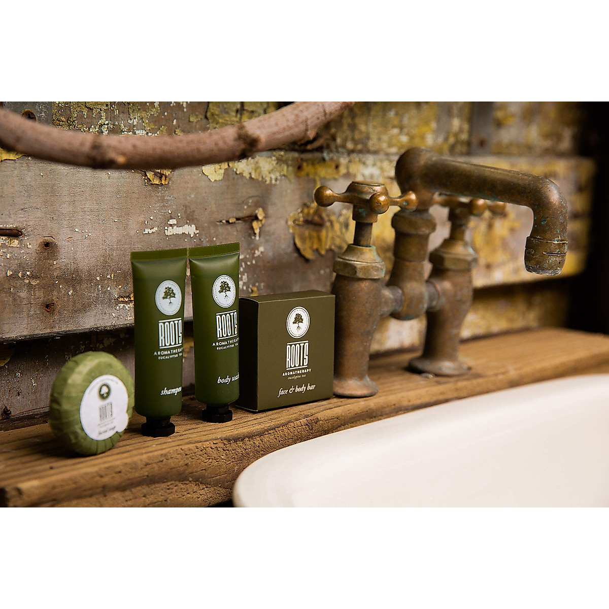 ROOTS AROMATHERAPY Shampoo 1floz/30mL Travel Size Hotel Bulk Pack (Eucalyptus Tea fragrance) Toiletries for Bathroom, Guests, Hotels, Motels, and Lodging (30 pack)