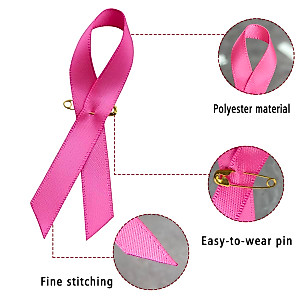 30Pcs Pink Ribbon Pins Breast Cancer Awareness Safety Pin Breast Cancer Pins Brooch for Women Girls Charity Fundraising Event Party Favors Supplies