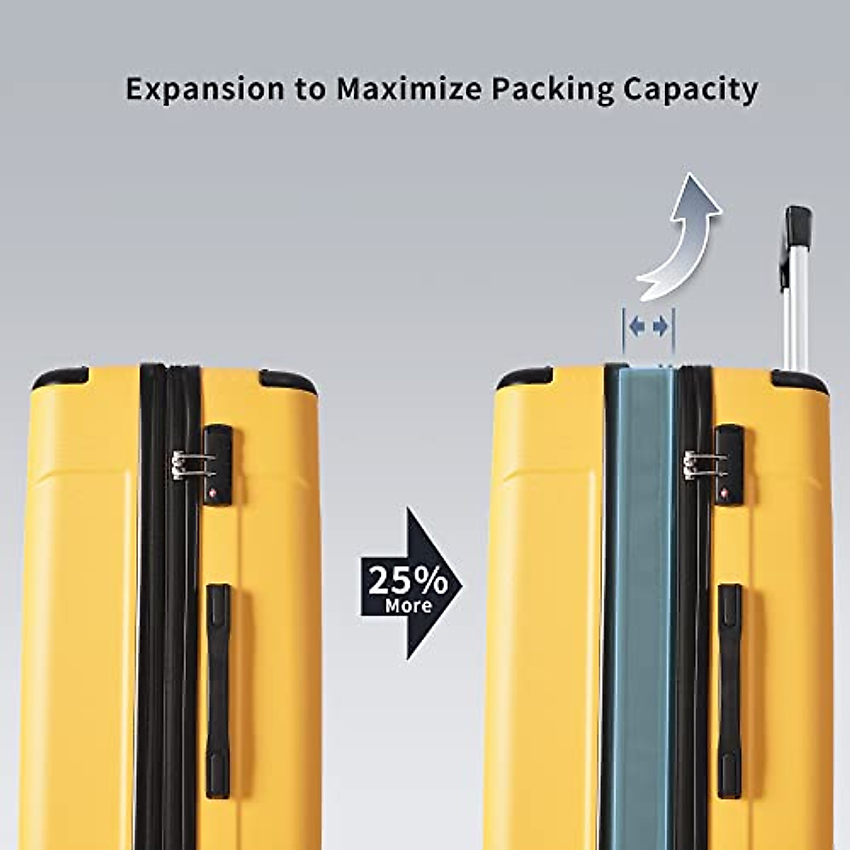 Merax Luggage 2 Piece Set Suitcases With Wheels Expandable Lightweight, TSA Lock, Hardside Spinner Luggage Sets, 20 28 inch Yellow