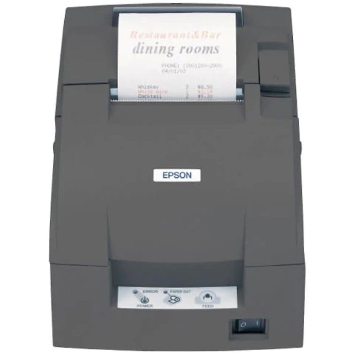 MOBI PRINT Epsn C31C514A8531 TM-U220B Dot Matrix Receipt Printer, 9 Pin, USB with DB9 Serial Interface, Autocutter, with Power Supply, Dark Gray