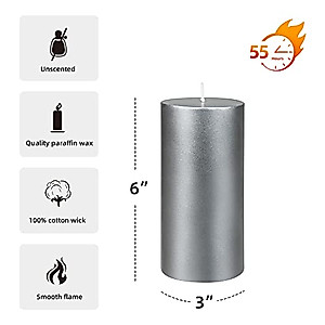 Zest Candle Pillar Candle, 3 by 6-Inch, Metallic Silver